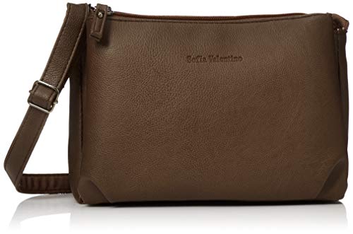 Sofia Valentino 4H70 Shoulder Bag, 3 Layers, Logo Embossed, Dark Brown