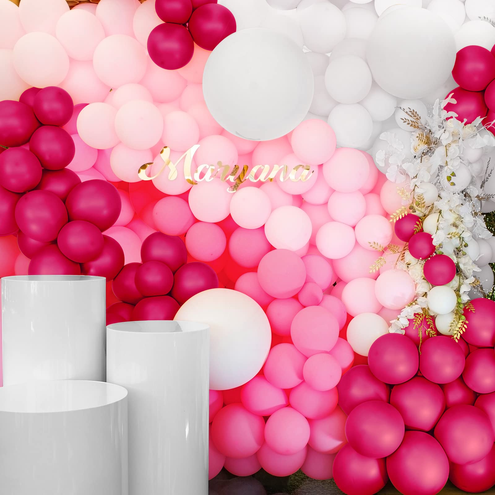 Civaner 168 Pack Balloon Garland Arch Kit Latex Balloon Different Sizes 18/10/5 Inch Balloons Wall Decor for Wedding Birthday Party(Gradient Pink)
