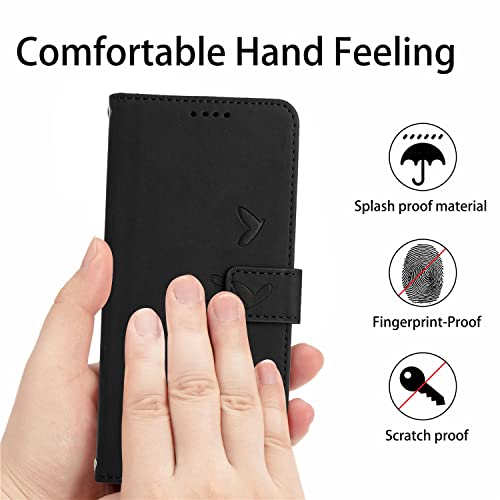 Kainevy for Infinix Hot 30 Play NFC Case Wallet with Lanyard Durable Leather Case for Infinix Hot 30 Play NFC Phone Case with Card Holder Buckle Flip Design Protective Cover for Womem Men (Black)