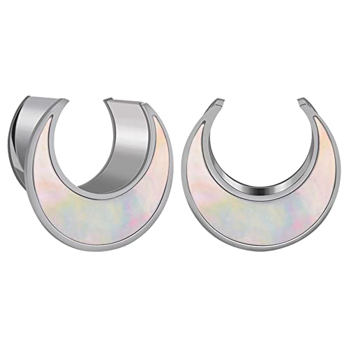 COOEAR Stainless Steel Ear Gauges Moon Shape and Leaf Shape Two Style of Piercing Flared Expander Stretchers