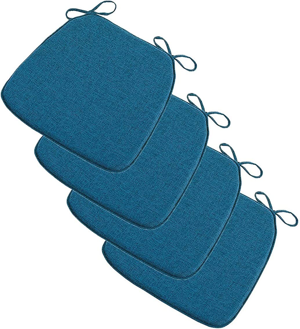Dining Chair Pads ,Set of 4 U-Shaped Kitchen Chair Cushions Indoor Outdoor Seat Cushions with Ties for Dining Room ( Color : Blue , Size : 40*42cm )