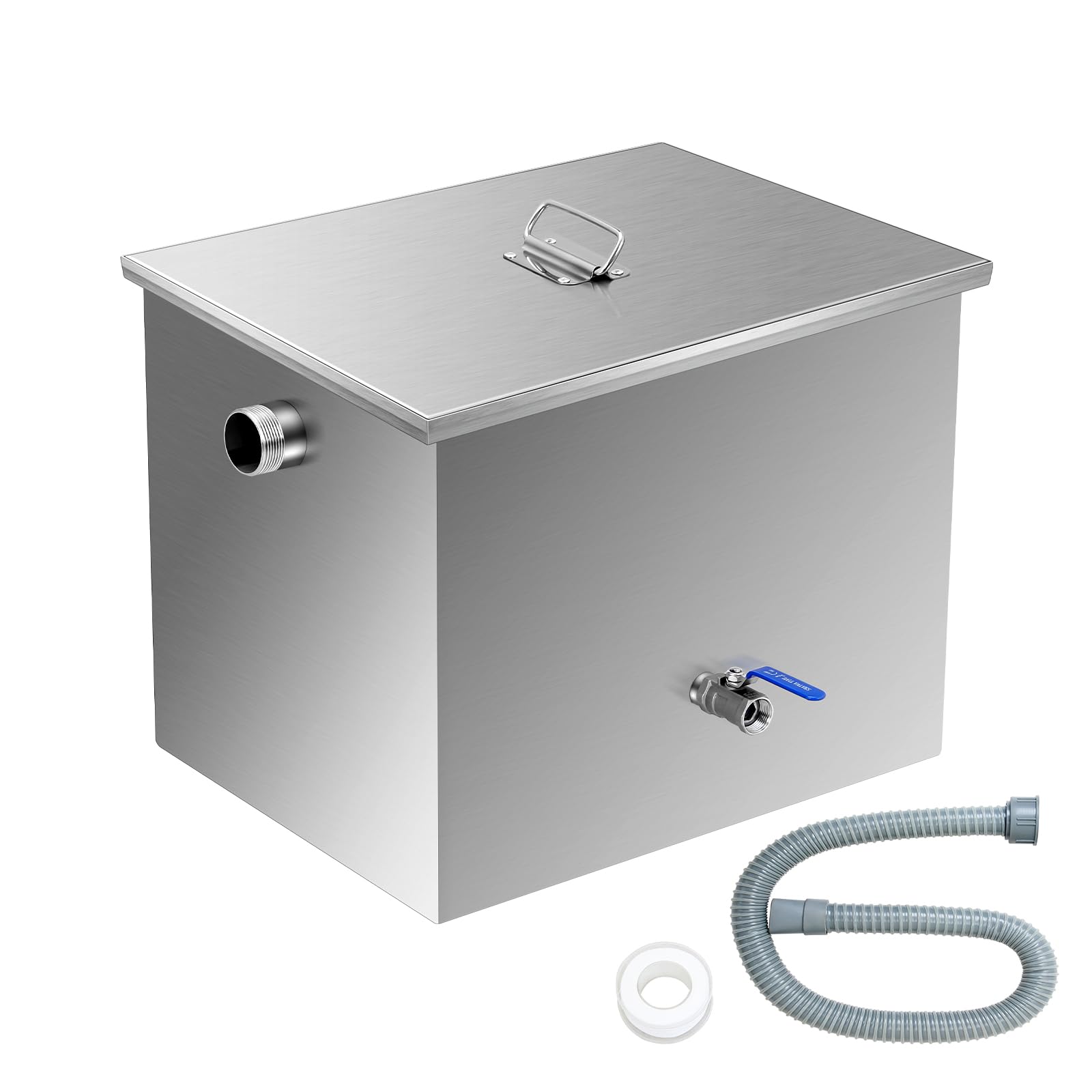 Commercial Grease Trap for Home Restaurants Under Sink, Stainless Steel Interceptor,8 LB,Silver