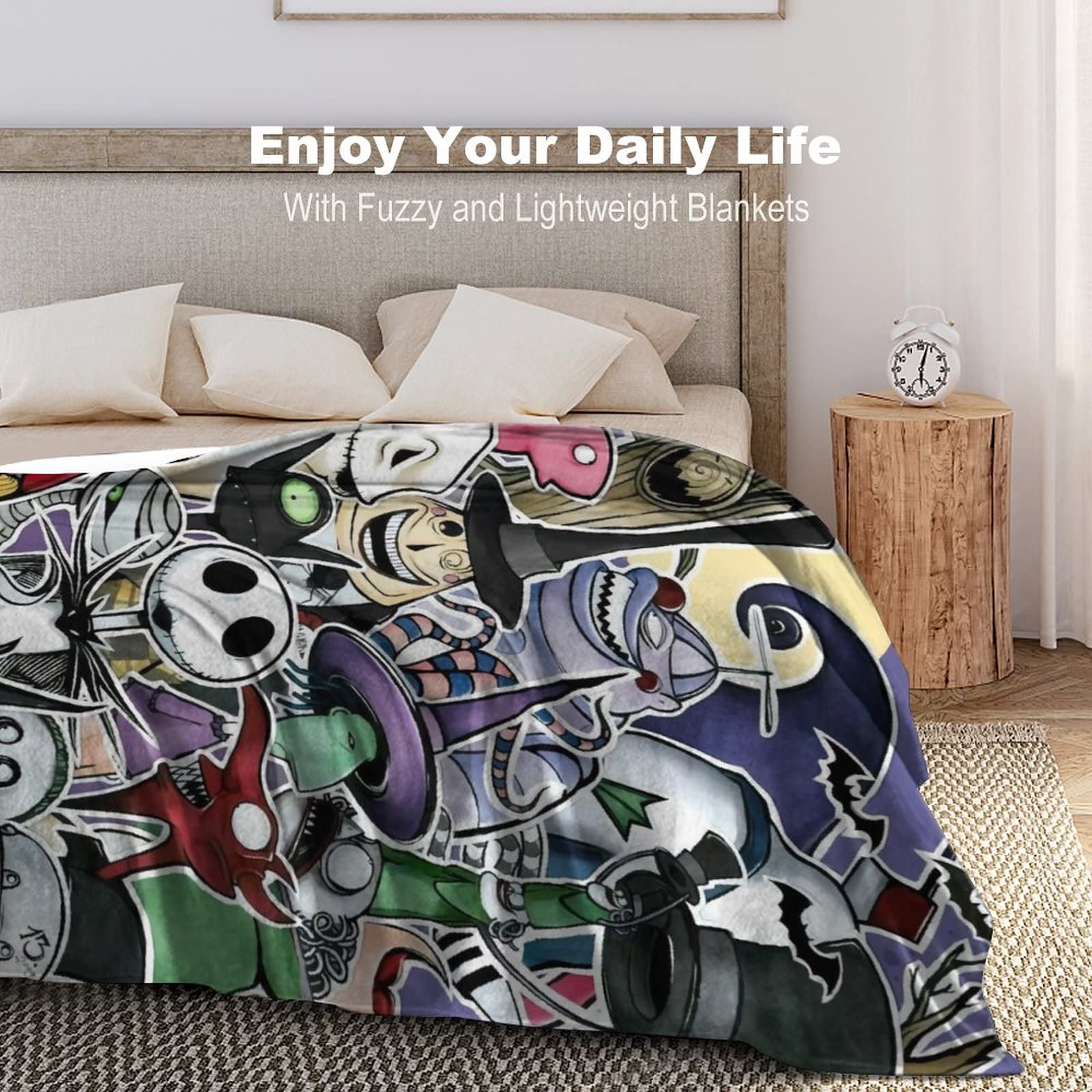 Christmas Blanket Super Soft Jack Skellington & Sally Throw Blankets for Couch Sofa Beding Kids Adults Gifts 60"X80"