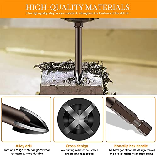 Efficient Universal Drilling Tool 5pcs, Cross Alloy Drill Bit, High-Grade Alloy Hole Opener, Tile Drill Bits Ceramic Diamond, Wall Drilling Auxiliary, Plexiglass Drill Bit Set (5Pc,3/4/5/6/7)
