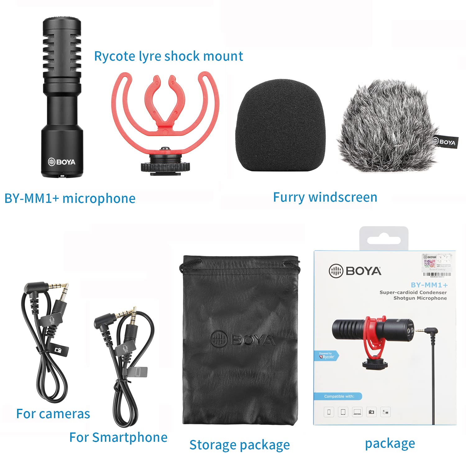 BOYA Smartphone Videomic for Camera, BY-MM1-B Compact Shotgun Microphone YouTube Vlogging Livestream Recording for iPhone Huawei Smartphone DJI Osmo Mobile Plus for Canon Nikon Sony DSLR