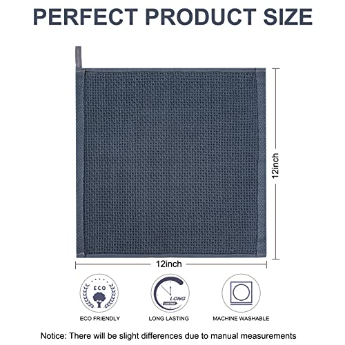 joybest Cotton Kitchen Dish Cloths, 8-Pack Waffle Weave Ultra Soft Absorbent Dish Towels Washcloths Quick Drying Dish Rags, 12x12 Inches, Dark Gray