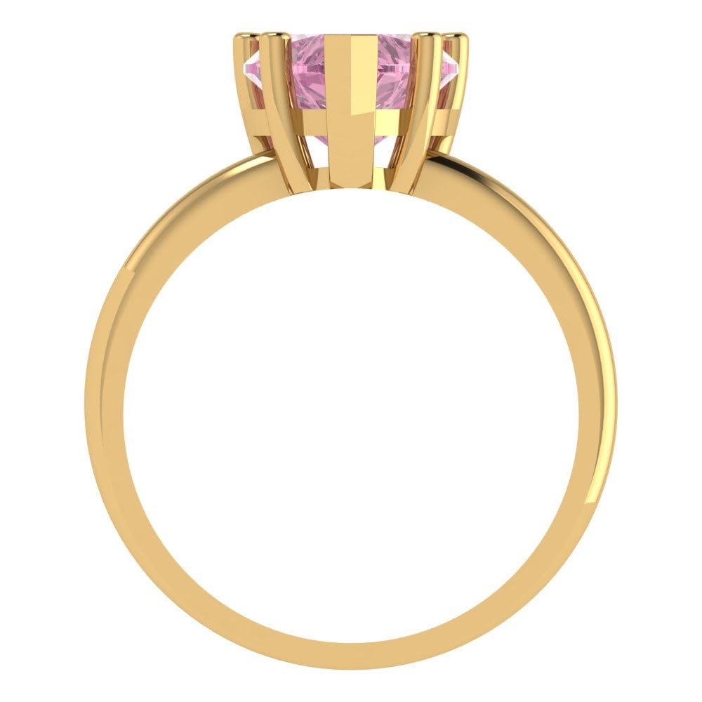Clara Pucci 2.0 ct Heart Cut Solitaire Pink Simulated Diamond 5-Prong Engagement Bridal Promise Anniversary Ring 18K Yellow Gold 3.5