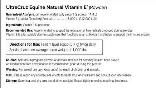 UltraCruz Equine Natural Vitamin E Supplement for Horses, 4 lb, Powder (158 Day Supply)