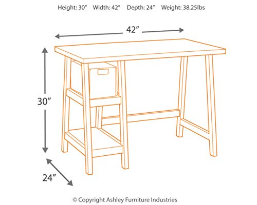 Signature Design by Ashley Mirimyn Vintage 42" Home Office Desk with Basket, Distressed Blue,Teal