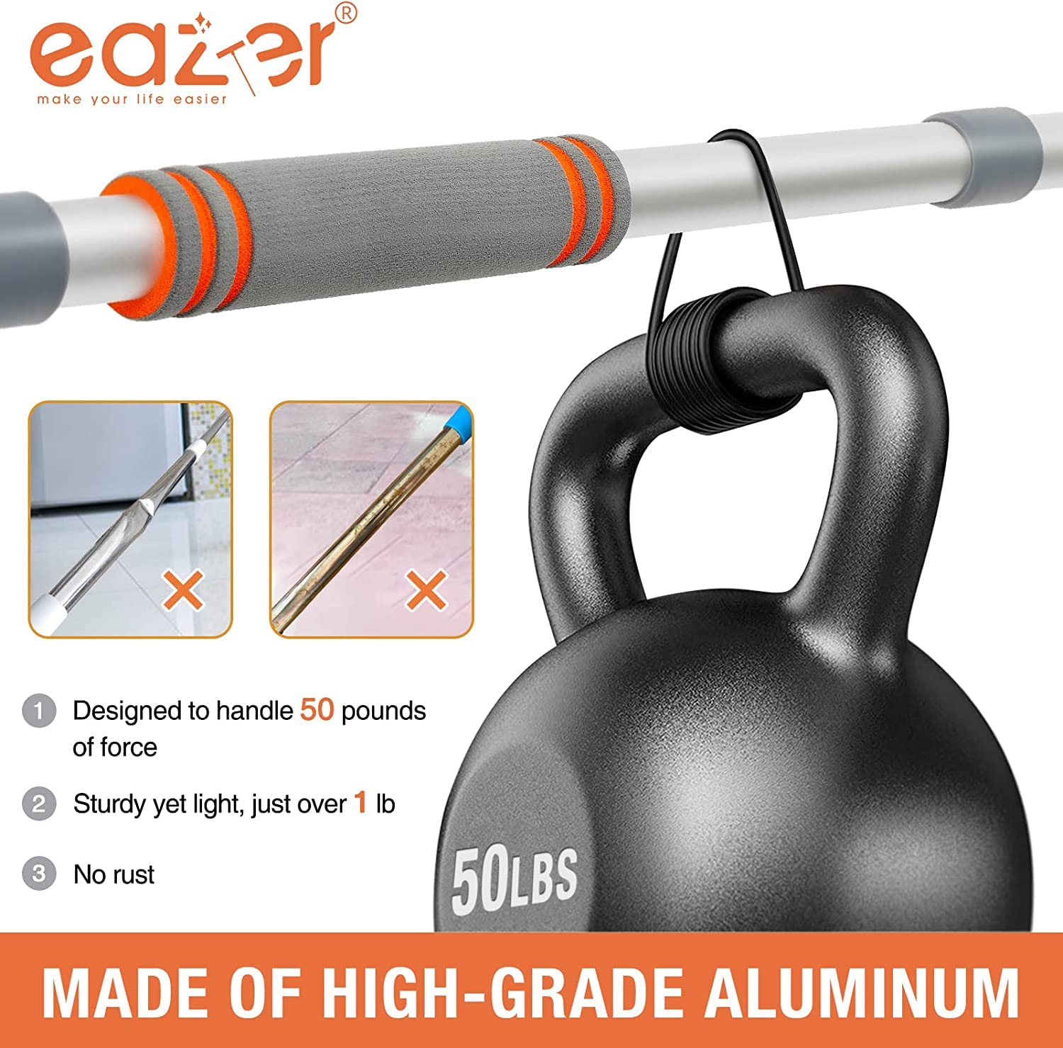 eazer Squeegee Window Cleaner 2 in 1 Rotatable Window Cleaning Tool Kit with Extension Pole, 62'' Telescopic Window Washing Equipment with Bendable and Adjustable Head for Indoor/Outdoor Car Glass