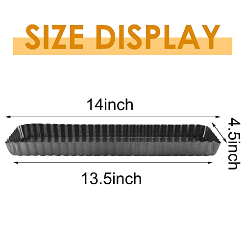 Cyimi Rectangular Tart Pan 14 Inch Nonstick Quiche Pie Pan with Removable Bottom Tart Pan for Pies, Quiche Bakeware, Cheese Cakes, Desserts