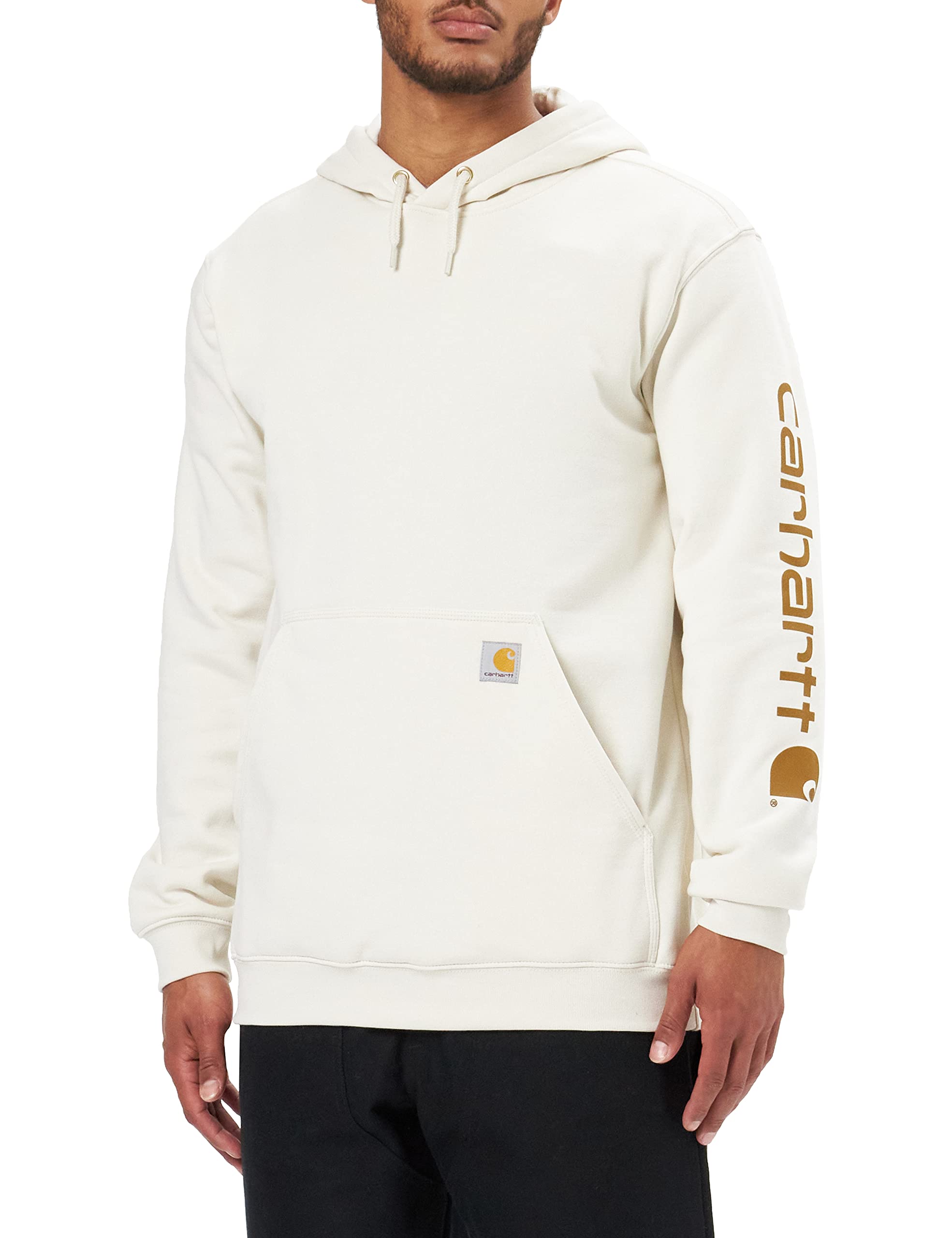 Carhartt mens Loose Fit Midweight Logo Sleeve Graphic Hooded Sweatshirt, Malt, Medium US