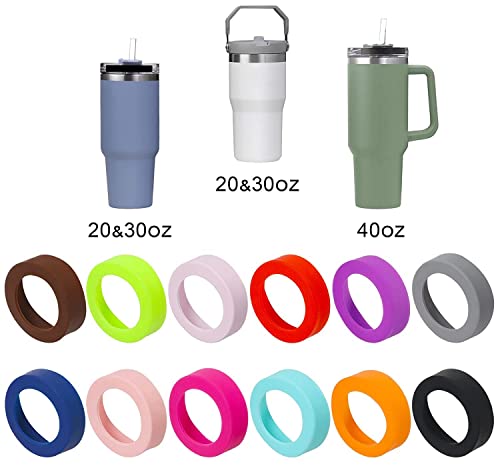 Menetop 2 Pcs Protector Silicone Boot for Stanley Quencher Adventure 40oz&IceFlow 20/30oz, Water Bottle Bottom 7cm Sleeve Cover Compatible with Stanley Tumbler (Avocado Green&Purple)