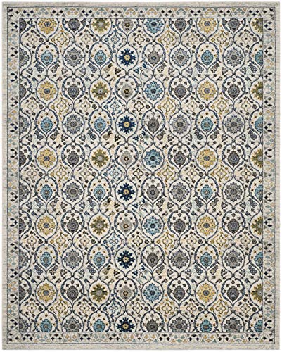 SAFAVIEH Evoke Collection 9' x 12' Ivory/Blue EVK210C Non-Shedding Living Room Bedroom Dining Home Office Area Rug