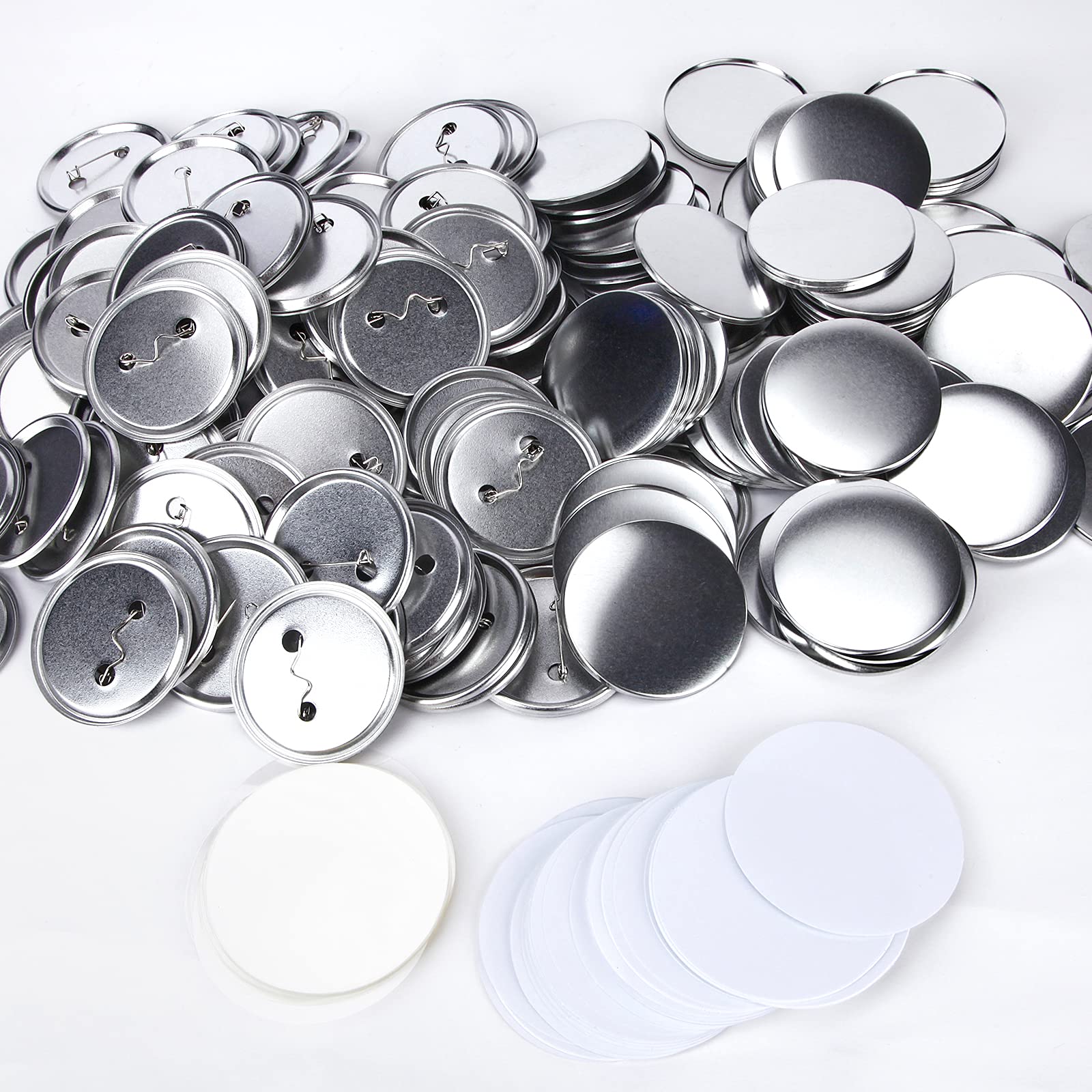 Button Making Supplies Kit for Button Maker Machine (32mm, 50 Sets Keychain Button Refills)