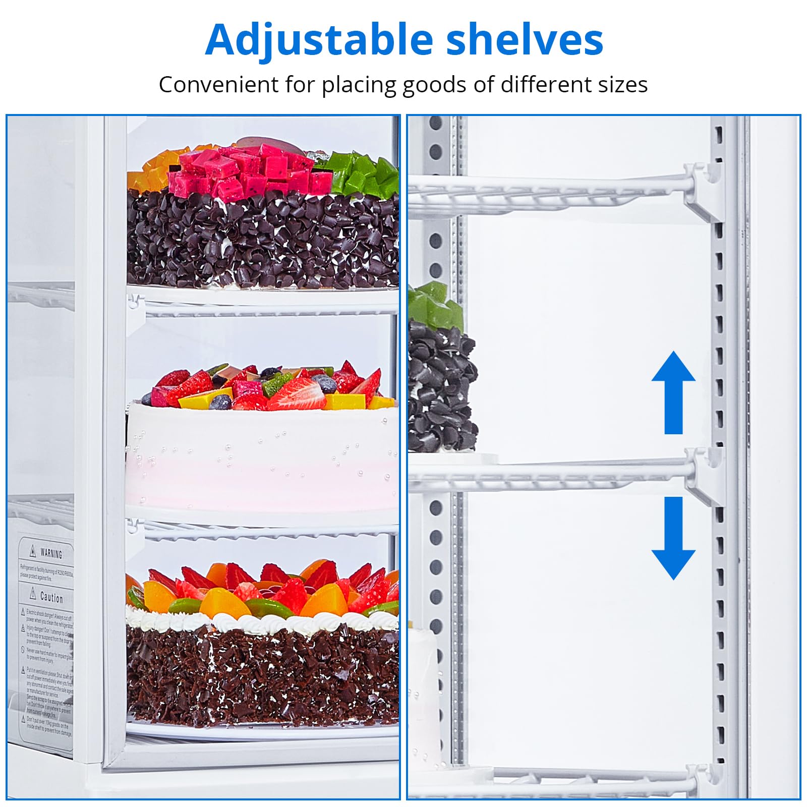 Commercial Refrigerator Display Case, 4.2 Cu.FT Single-Door Countertop Pastry Display Case with Interior LED Lighting, Double-Layered Glass, Commercial Refrigerator for Pastry Cake Restaurant