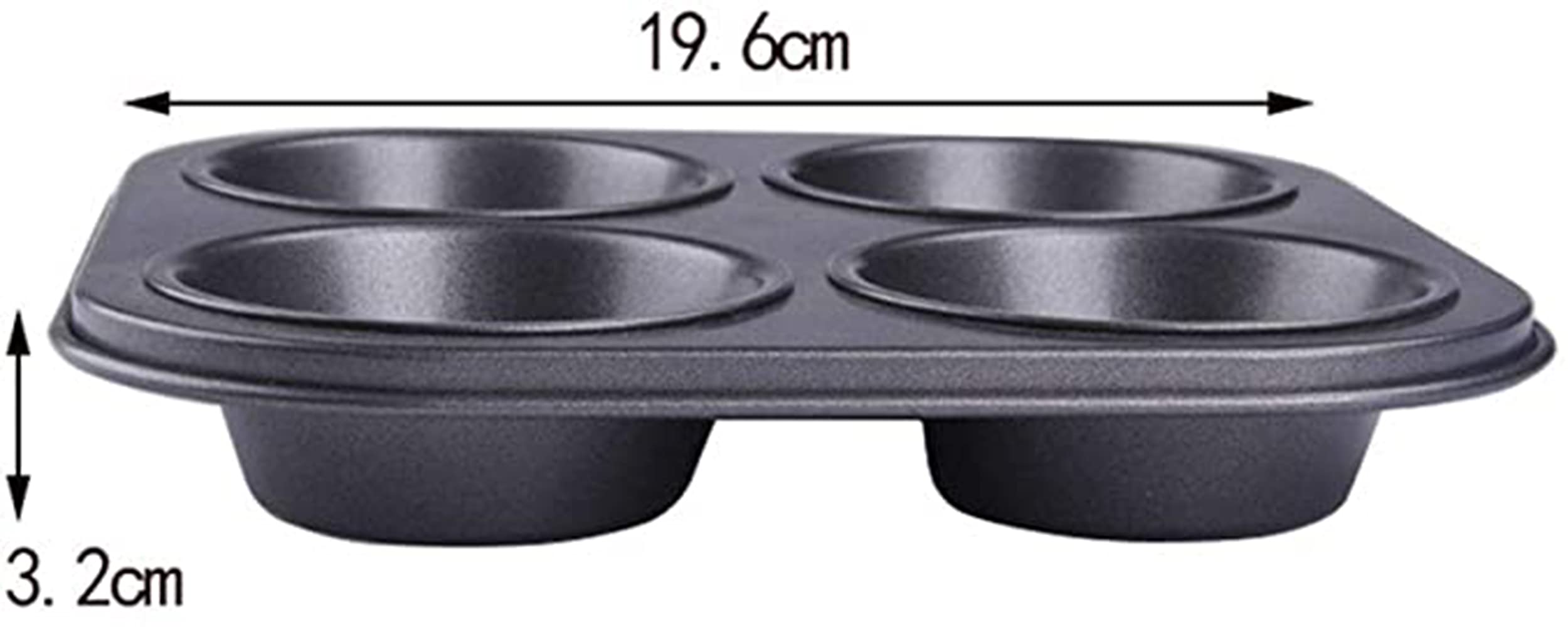 CZ-XING Cupcake Bakeware Pan and Muffin Cake Pan,4 Cup/Non Stick Carbon Steel Cupcake Baking Pan Quick Release Coating Oven Cake Tray Molds (Black 3Pcs)