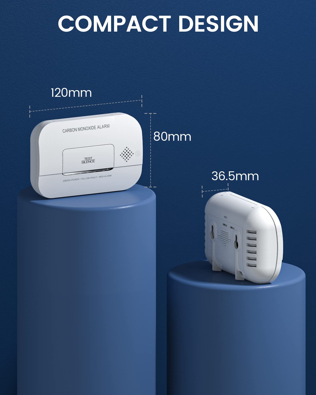 Ecoey Carbon Monoxide Detector, Replaceable Battery-Operated CO Detector with Human Alarm Sounds and Test Button, Carbon Monoxide Alarm for House and Bedroom, FJ127, 1 Pack