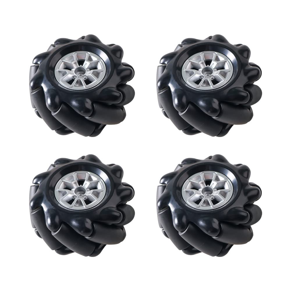 Professional 60mm Mecanum Wheel Car Chassis MC100 for Arduino/Raspberry pi/Micobit, Remote Control 4WD Metal Smart Robot Car Chassis Kit Omnidirectional Wheel with DC TT Motor DIY Toy AI ROS STEAM