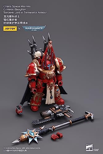 JoyToy Warhammer 40K: Chaos Space Marines Crimson Slaughter Sorcerer Lord in Terminator Armour 1:18 Scale Figure