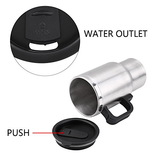Electric Water Kettle, 12V 450ml Electric Incar Stainless Steel Travel Heating Cup Coffee Tea Car Cup Mug