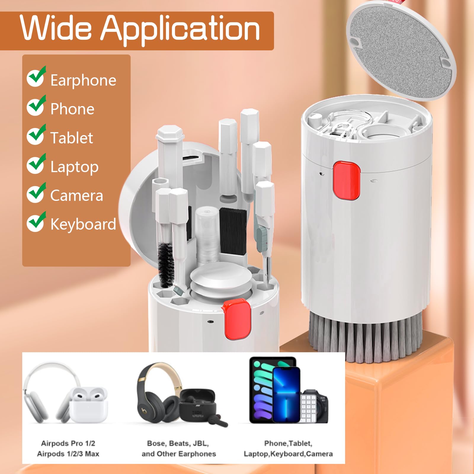 Cleaner Kit for Airpods, Earbuds Cleaning kit for Airpods Pro 1 2 3, Phone Cleaner kit with Brush for Bluetooth Earbuds Cleaner, Wireless Earphones,iPhone,Laptop, Camera (Pro White)