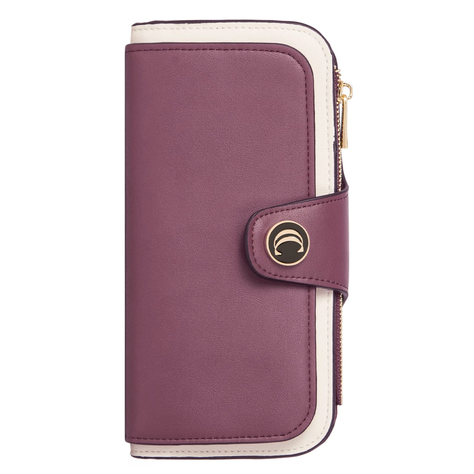 CLUCI Women Wallet Leather Purses Bifold Multi Card Organizer Ladies Clutch Plain Reddish