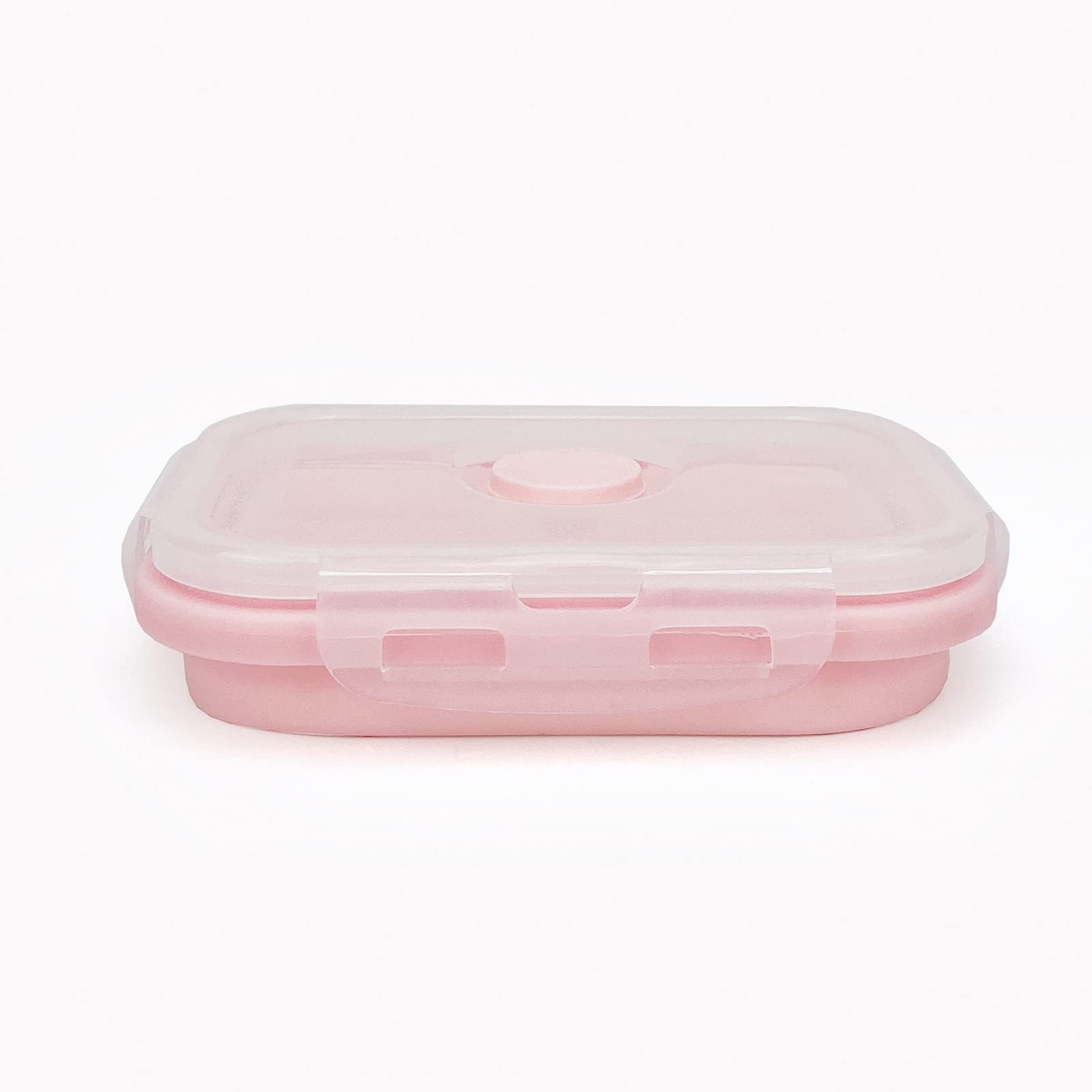CCyanzi 3piece Collapsible Food Storage Containers with Lids, Silicone Lunch Container, Microwave & Freezer Safe, Space Saving for Kitchen Cabinet and Camping Backpack,(pink)