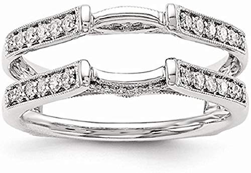 Celebrityinspired jewelry Antique Vintage Cathedral Ring Simulated Diamonds Guard Solitaire Enhancer 14k White Gold Plated Sterling Silver (8.5)