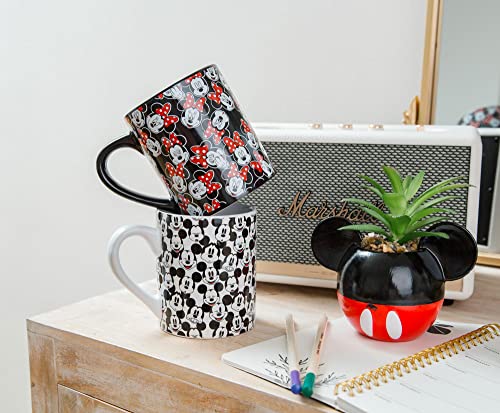 Disney Mickey and Minnie Classic Allover Faces Ceramic Mugs | Set of 2