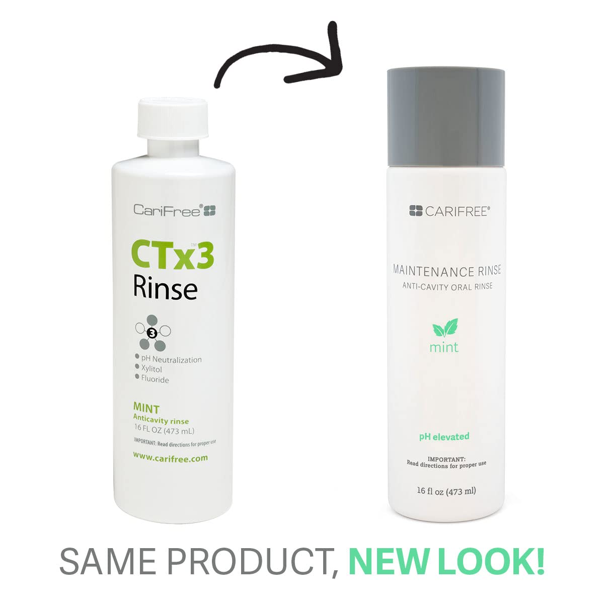 CariFree CTx3 Fluoride Rinse Dentist Recommended Mouthwash, Anti-Cavity, Neutralizes Oral pH (Mint)
