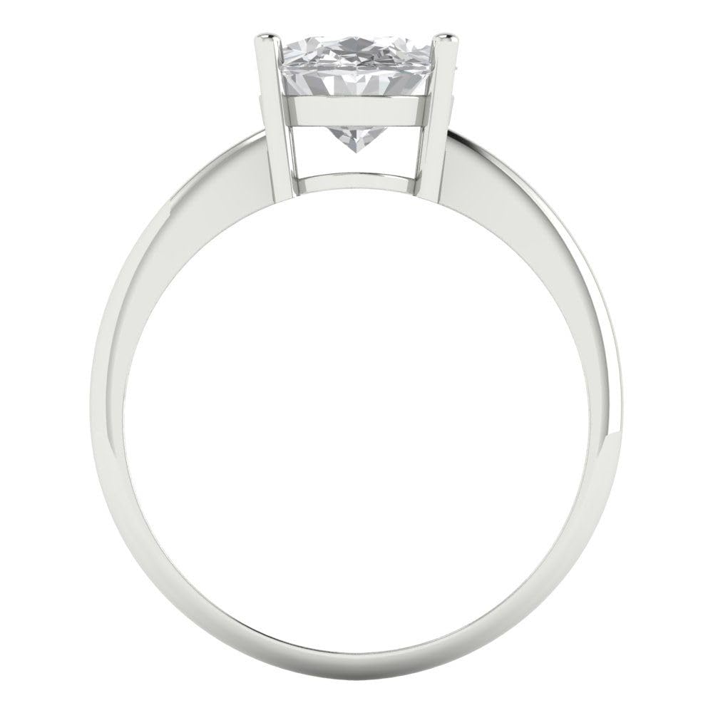 Clara Pucci 2.5ct Oval Cut Solitaire Genuine Moissanite Wedding Bridal Designer Anniversary Engagement Ring in 14k White Gold for Women