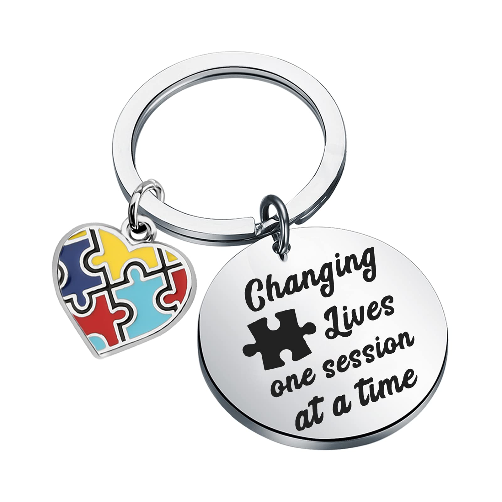 CENWA ABA Therapist Gift Changing Lives One Session at a Time Therapist Keychain Autism Awareness Gift (Changing Lives k)