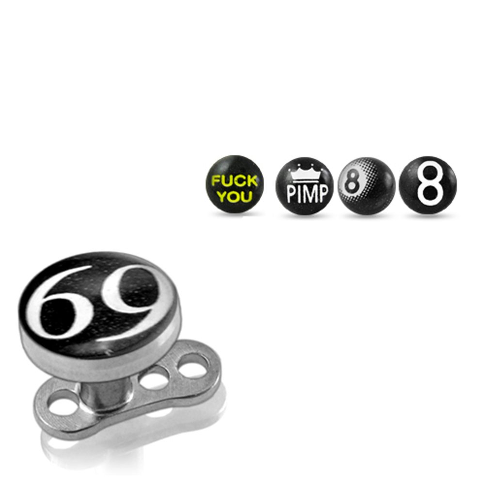 Buy 1 Get 5 !!! G23 Grade Titanium Base with 5 Pieces Changeable 316L Surgical Steel Top Dermal Logo in All Logo As Shown.