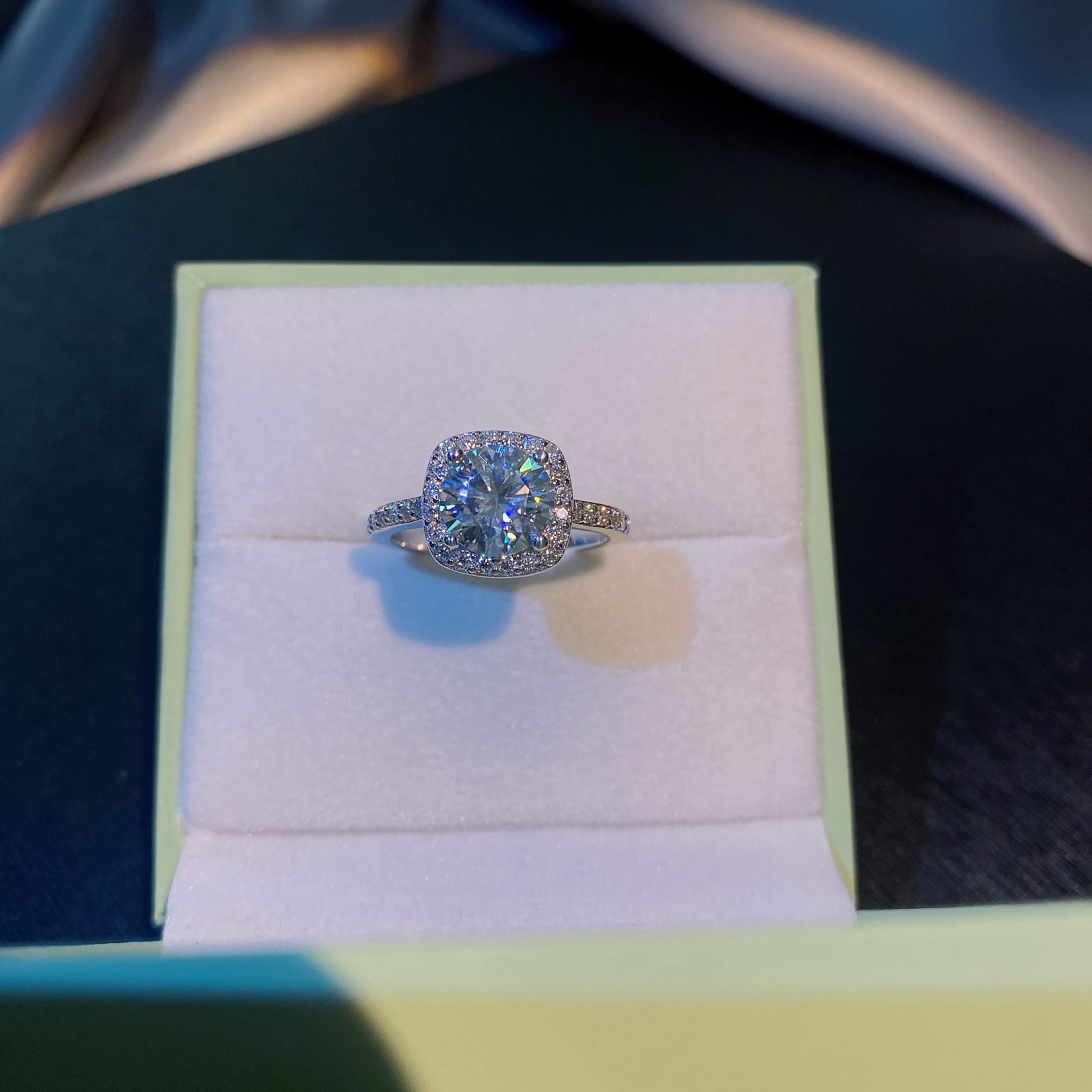 CARSINEL Moissanite Engagement Ring Solitare with Sterling Silver Shank for Women Brilliant Round Cut Stone VVS Created for Proposal Engagement Wedding