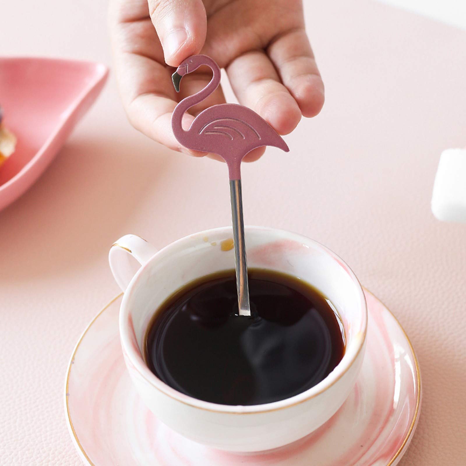 Maydahui 6PCS Flamingo Spoons Cute Animal Spoon 5.1 inch 18/10(304)Stainless Steel Coffee Iced Tea Espresso Dessert Stirring Spoon Kitchen Accessory Tableware
