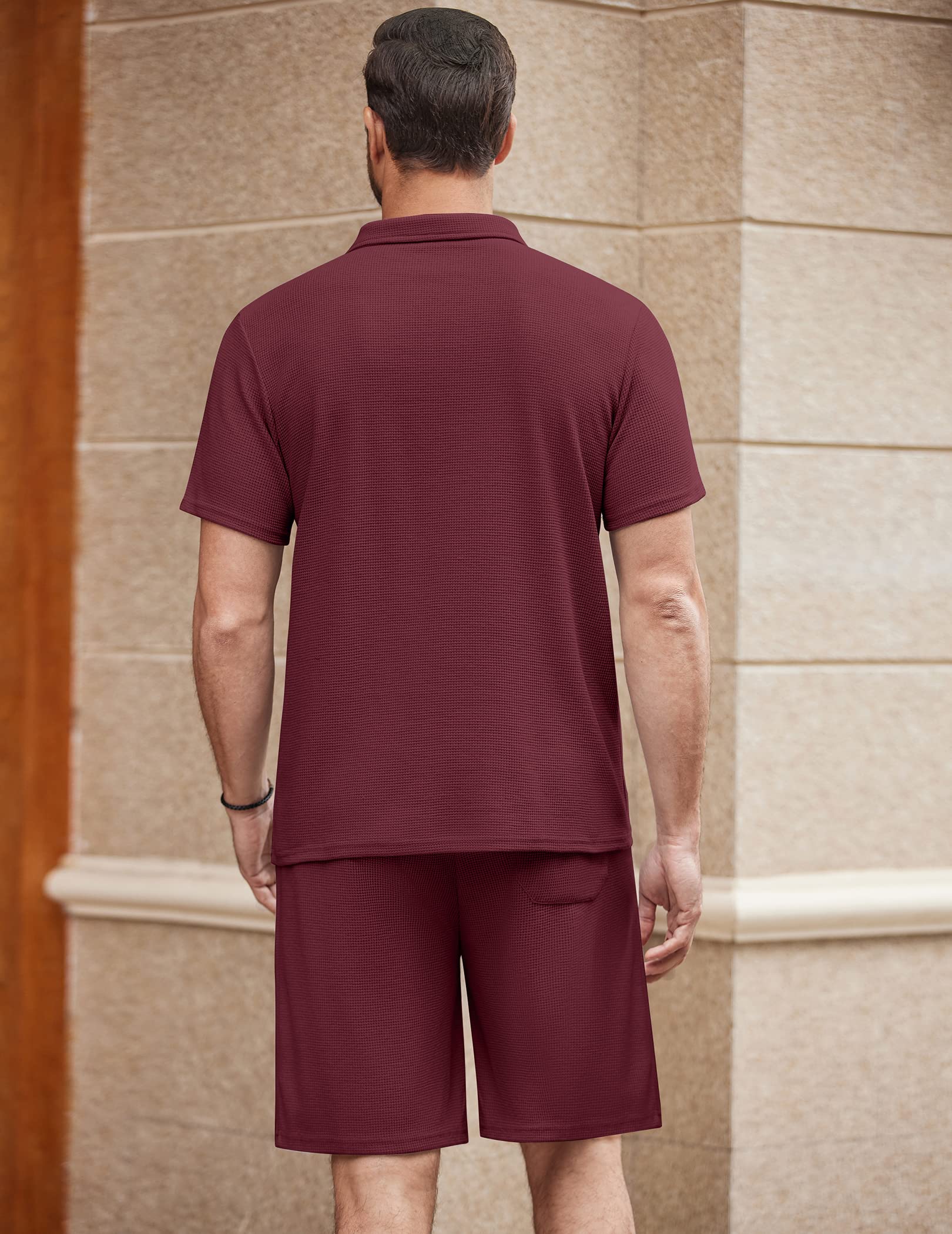 COOFANDY Mens Short Sleeve Casual Shorts Sets Summer Athletic Workout Outfits Zip Polo Suit Jogging Suits Sets