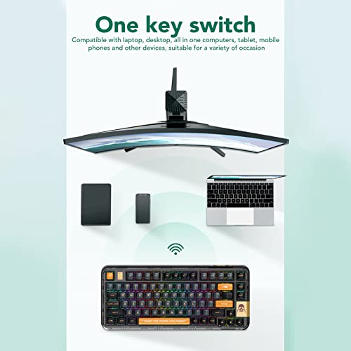 Dilwe Mechanical Keyboard,Wireless Keyboard, 80 Keys RGB Backlit Gaming Keyboard,Computer Keyboard,Triple Modes Gasket Structure,Gaming Keyboard for Study Work Games (Black)