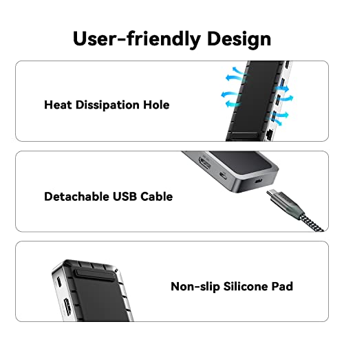 𝐄𝐒𝐒𝐀𝐆𝐄𝐑 USB C Hub, 12 in 1 USB-C Laptop Docking Station, Triple Display Type C Adapter Compatible for MacBook and Windows USB C Labtop(2HDMI DP PD3.0 SD TF Reader Ethernet 4USB 3.5mm Ports)