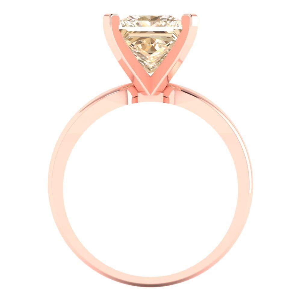 Clara Pucci 2.5 ct Princess Cut Solitaire Genuine Natural Morganite Wedding Bridal Designer Anniversary Engagement Ring 14k Rose Gold