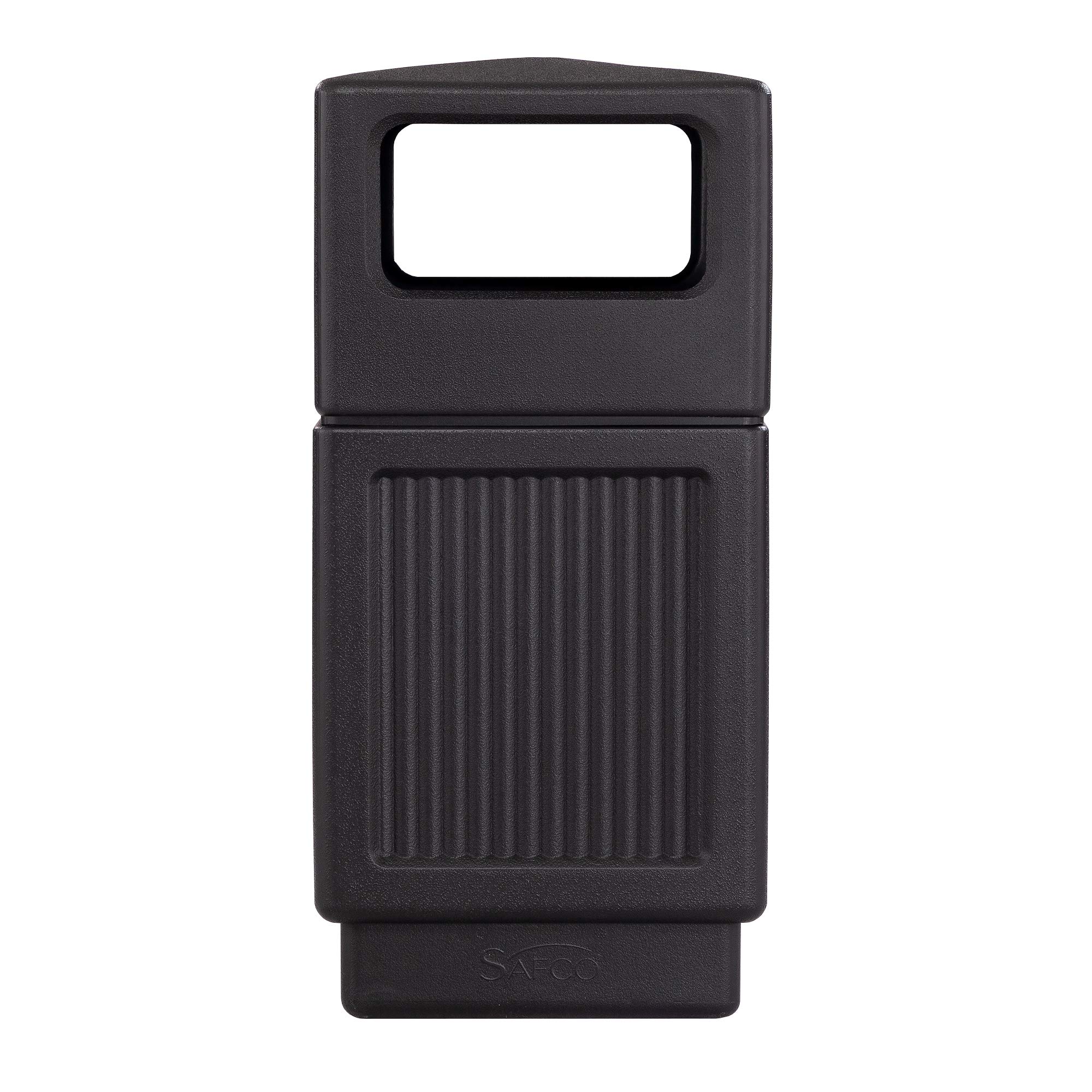 Safco Products Canmeleon Outdoor/Indoor Recessed Panel Trash/Garbage Can 9476BL; Black; Decorative Fluted Panels; 38-Gallon Capacity