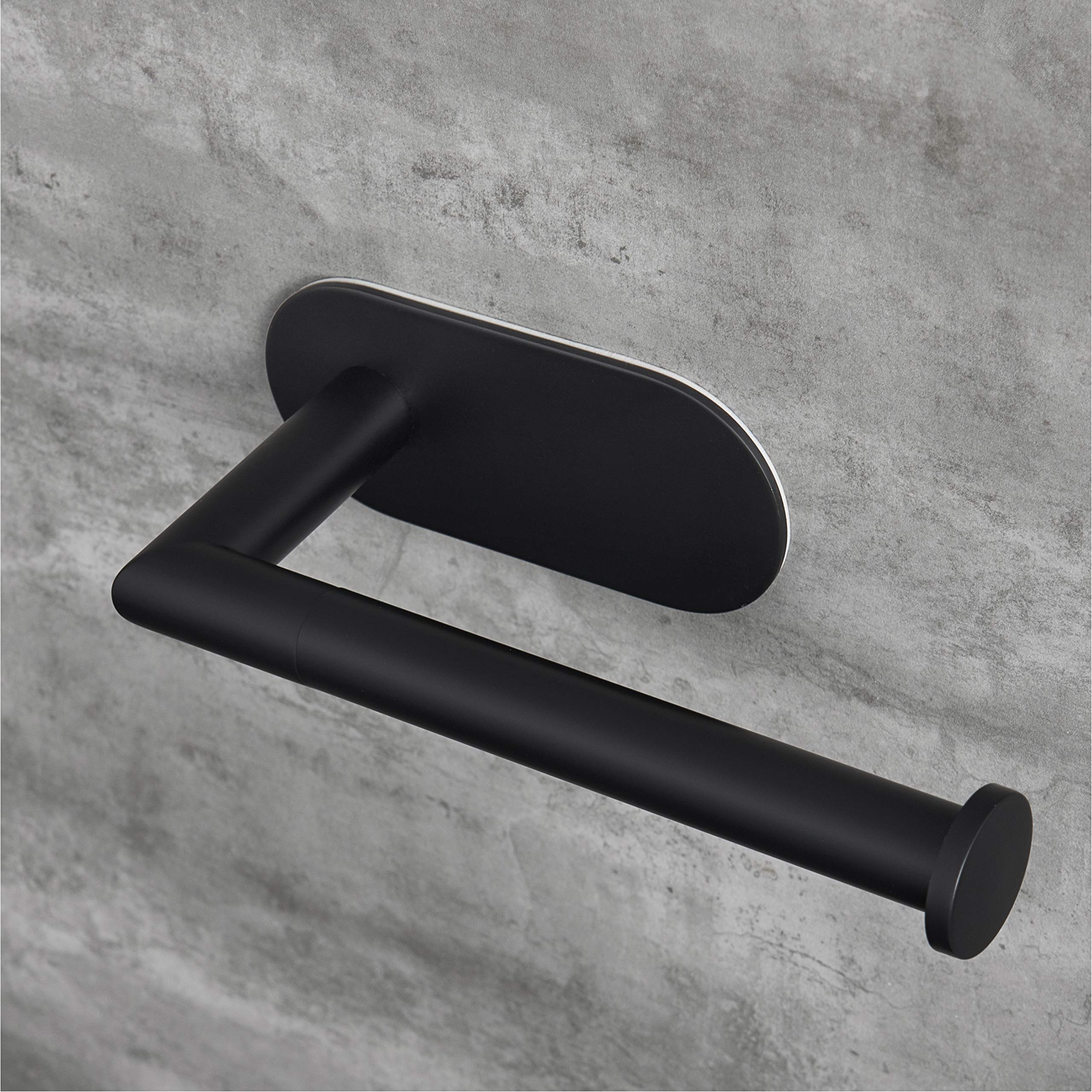 HITSLAM Matte Black Toilet Paper Holder Adhesive, Stainless Steel Self Adhesive Toilet Paper Roll Holder for Bathroom