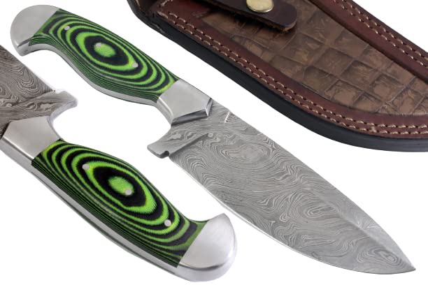 Custom handmade damascus steel fixed blade hunting knife.PPI-08
