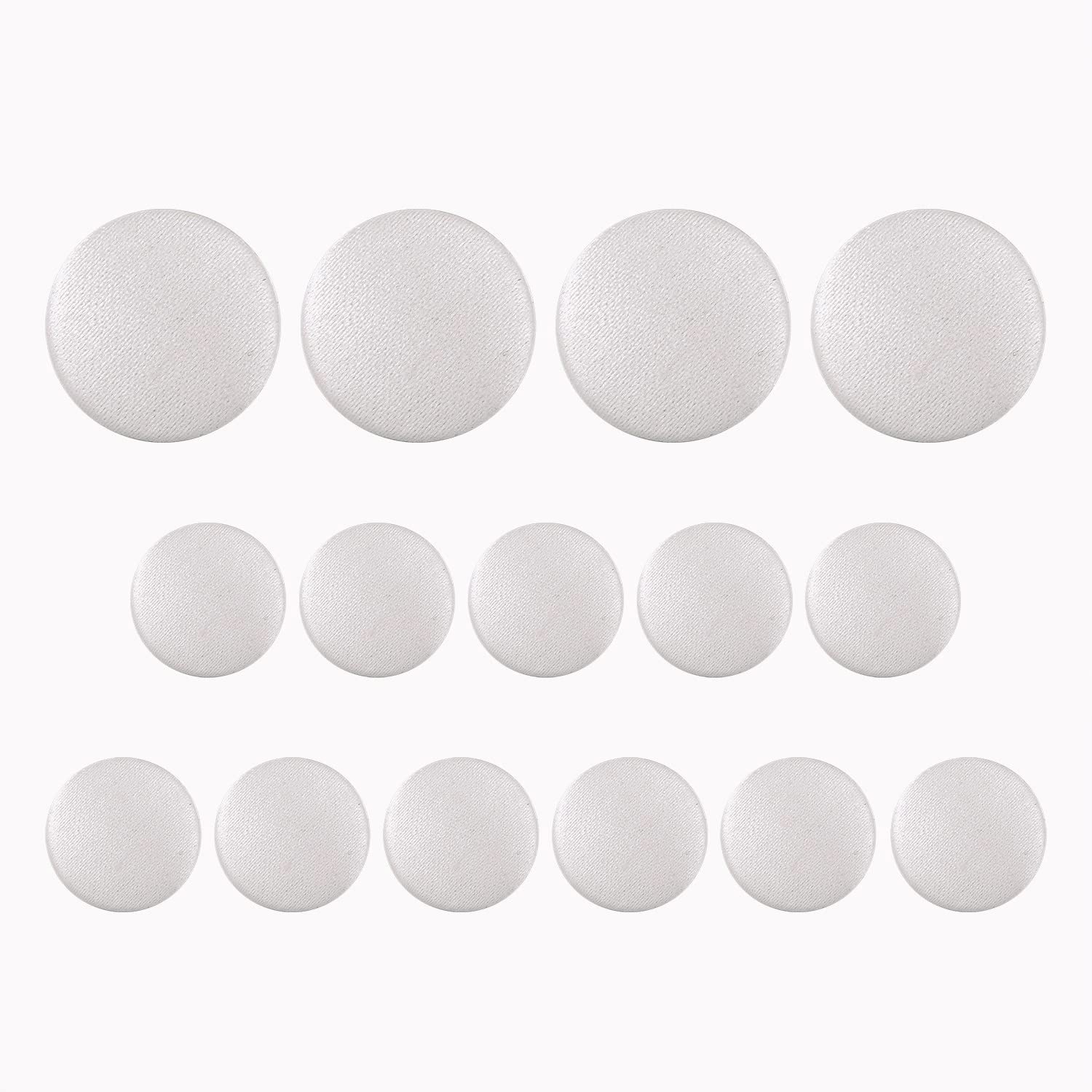ButtonMode Tuxedo Suit Button 15pc Set (Fits Most Formalwear) includes 4 Jacket Front Buttons (19mm or 3/4 Inch) and 11 Sleeve and Pant Buttons (15mm or 5/8 Inch), Ivory Satin, 15-Buttons