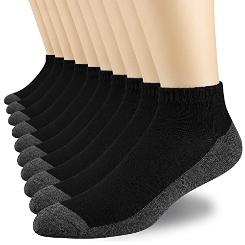 COOVAN 10 Pairs Mens Cushion Ankle Socks Men 10 Pack Low Cut Comfort Breathable Casual Socks