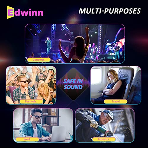 Edwinn Ear Plugs for Noise Reduction, 3 Pairs Invisible Noise Cancelling Ear Plugs, High Fidelity Hearing Protection for Concerts, Raves, Motorcycles, Work