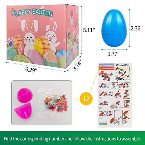 Dinosaur Eggs Dino Building Blocks Eggs with Toys Inside Dinosaur Surprise Egg Hunt Birthday Party Favors Basket Stuffers for Boys Kids 12PCS