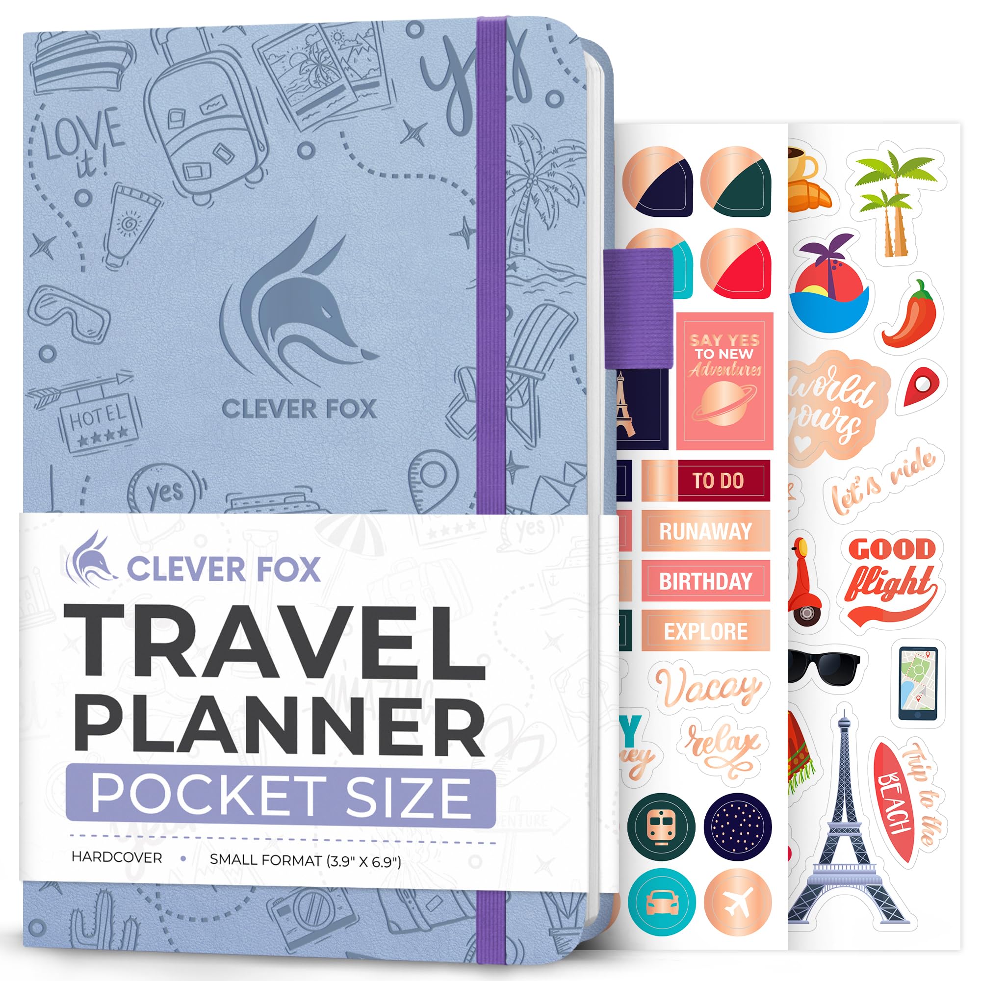 Clever Fox Travel Journal Pocket – Vacation & Road Trip Itinerary Planner Organizer & Traveling Memory Diary – Small Traveler Notebook (Periwinkle)