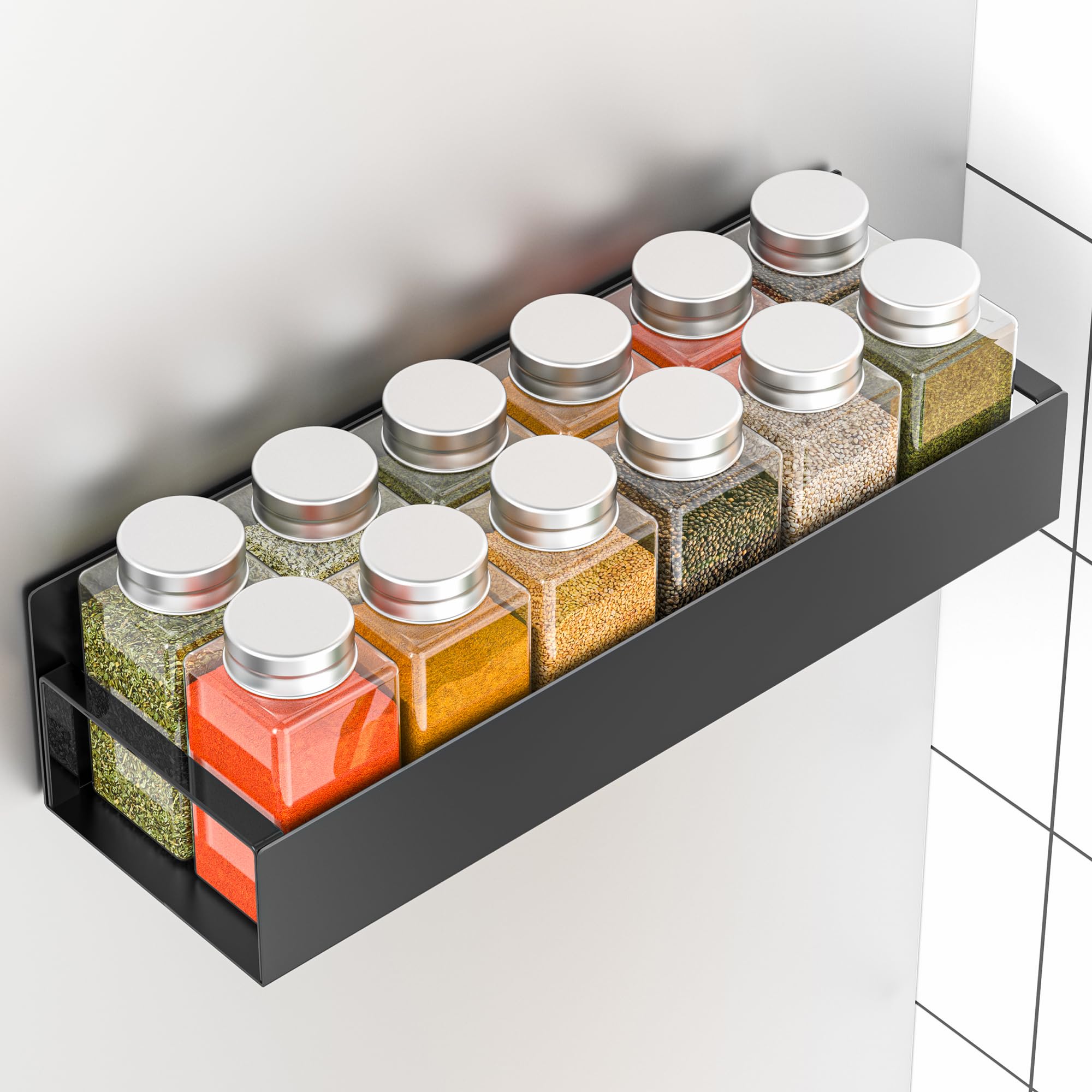 Hleelomi 6 Pack Magnetic Spice Rack Organizer Storage for Refrigerator and Oven, Fridge Organizers and Shelf