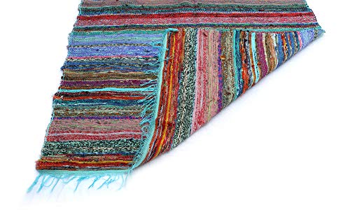 Handmade Braided Chindi Rug, Rag Rug, Area Rug, Carpet Rug, 3x5 Foot, 4x6 Foot, 5x7 Foot, Multi Color Rug (3x5 Ft (36x60 Inch))
